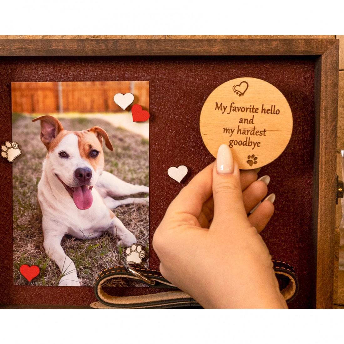 Pet Memorial Shadow Box - Pet Sympathy Gift in Wooden Island